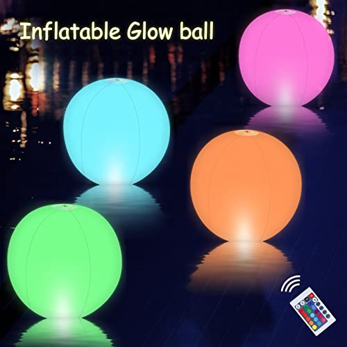 SEMANJLL 2 PCS 16 inch Floating Pool Lights Ball ，16 Color Changing Inflatable LED Pool Ball Light