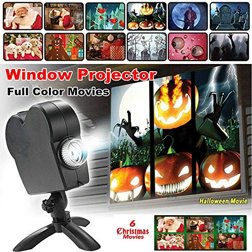 Halloween Holographic Projection, Halloween Projector Lights with a Tripod, Christmas LED Projector Lights, 12 Patterns Festival Outdoor Decor for Holiday Party Decoration Wall Motion