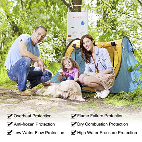 CAMPLUX 5L 1.32 GPM Outdoor Portable Propane Tankless Water Heater Set with 5 Ft Quick Connect Propane Regulator Hose