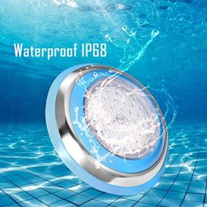 LED Underwater Swimming Pool Lights Stainless Steel 47W Multiple Color Changing 12V AC Wall Surface Mounted IP68 Waterproof with Remote Controller