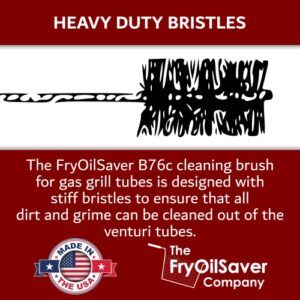 FryOilSaver Co, B76C, Gas Grill Venturi Brush, Venturi Tube Cleaning Brush, Spider Web Cleaner, Gas BBQ Burner Tube Cleaner