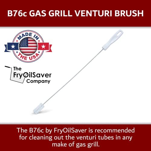 FryOilSaver Co, B76C, Gas Grill Venturi Brush, Venturi Tube Cleaning Brush, Spider Web Cleaner, Gas BBQ Burner Tube Cleaner