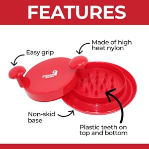 Chicken Shredder Shred Machine, Alternative to Bear Claws Meat Shredder, Meat Shredding Tool with Handles and Non-Skid Base Suitable for Pulled Pork, Beef and Chicken (Red) 25 cm