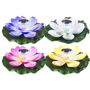 jindaaudio Solar Pool Lights, 4 Pack Floating Lotus Flower for Pool, Solar Floating Pool Lights, Waterproof LED Floating Solar Pond Light.(Colorful)