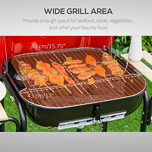 Outsunny 19” Steel Porcelain Portable Outdoor Charcoal Barbecue Grill