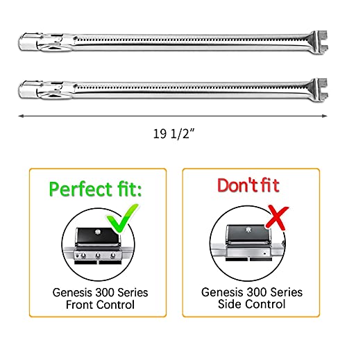 GRISUN 7628 Igniter Kit for Genesis 310 and 320 Gas Grills, 19.5 Inch 62752 Burner Tube Kit Replacement for Weber Genesis 300 Pronpane (LP) with Front Control Knob, 304 Stainless Steel Burner