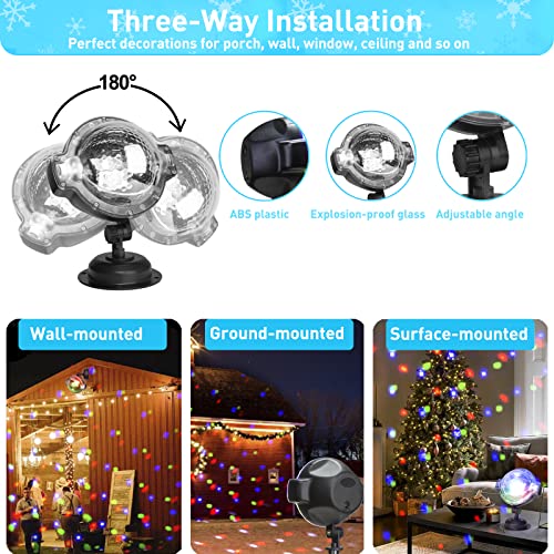 EAMBRITE Multi Activated Party Lights with Remote and Base for Show Club Pub Disco Multi Function Rotating Falling Snow Projector for Xmas Moving Points Landscape Lights for Home Yard Garden