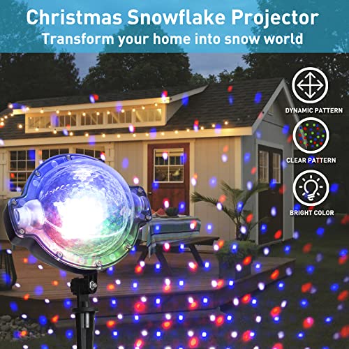 EAMBRITE Multi Activated Party Lights with Remote and Base for Show Club Pub Disco Multi Function Rotating Falling Snow Projector for Xmas Moving Points Landscape Lights for Home Yard Garden