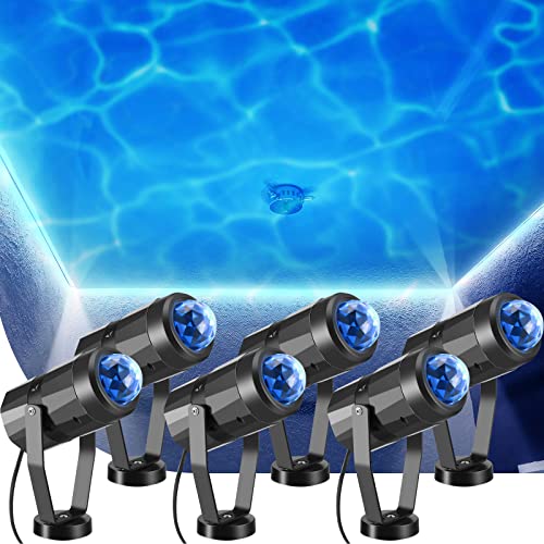 6 Pcs Water Effect Projector Light LED Ocean Wave Projector Water Wave Effect Projector Night Light 360 Degree Rotating Room Lamp Projector Suitable for Children Bedroom Living Room (Blue)