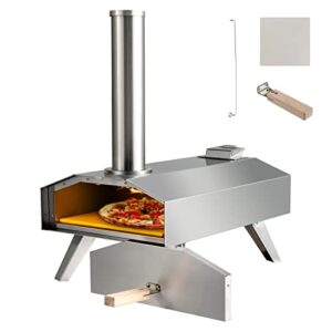 giantex outdoor pizza oven with 12” pizza stone, foldable legs, portable stainless steel pizza maker for outside, wood pellet fired pizza oven for camping picnic backyard family gathering