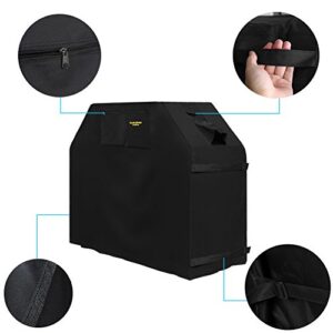 Felicite Home Up to 58" Wide, Water Resistant, Air Vents, Padded Handles, Elastic Hem Cord - Heavy Duty Burner Gas BBQ Grill Cover, Black