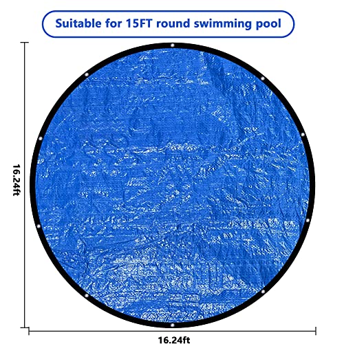 DECOHS 15ft Dust Pool Cover Protector-Solar Cover for Round Frame Pools-Pool Cover for Round Inflatable-Pool Cover Protector Heat Retaining Blanket (15FT)