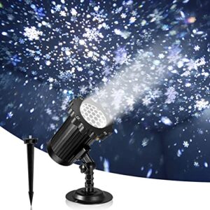 christmas snowflake projector lights, alinkey highlight dynamic led snow light projection, ip65 waterproof snowfall spotlight lighting decor for xmas holiday party wedding garden landscape home