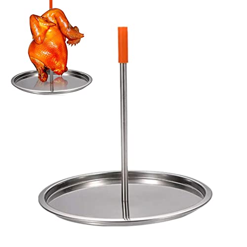 Vertical Skewer Al Pastor Skewer for Grill Stainless Steel Chicken Roaster Stand Brazilian Barbecue Skewer Stand Removable Grilling Rack with Drip Tray for Steak, Whole Chicken, Meat