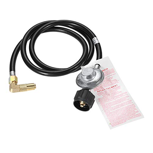 5 Feet Low Pressure Propane Regulator and Hose，Qcc1 Universal Grill Regulator Replacement Part with 90 Degree Elbow Adapter for Blackstone Griddle 17" and 22" Tabletop Camper Grill