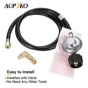 5 Feet Low Pressure Propane Regulator and Hose，Qcc1 Universal Grill Regulator Replacement Part with 90 Degree Elbow Adapter for Blackstone Griddle 17" and 22" Tabletop Camper Grill