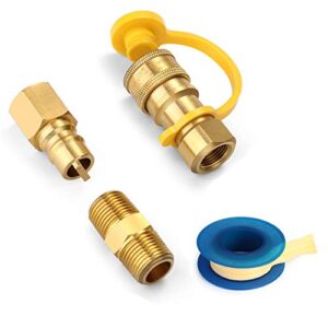 wadeo 3/8 inch natural gas quick connect fittings, lp gas propane hose quick disconnect kit, 3/8” male npt thread x 3/8” female npt thread