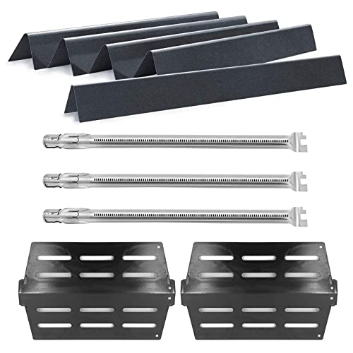 Hongso 17.5" Flavorizer Bars Heat Deflectors and 19 1/2" Burner Tubes Replacement for Weber Genesis 300 Series E/S EP-310 320 330 S-330 Gas Grill (2011-2016 With Front Control Knobs) 7621 62752 7622