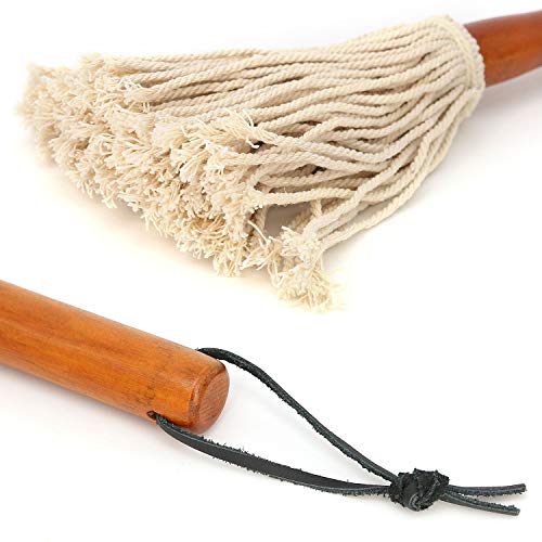 BBQ Sauce Basting Mops for Roasting or Grilling, Apply Marinade or Glazing, Cotton Fiber Head and Natural Hardwood Handle, Dish Mop Style, Perfect for Cooking or Cleaning -12 Inches（Pack of 3 ）