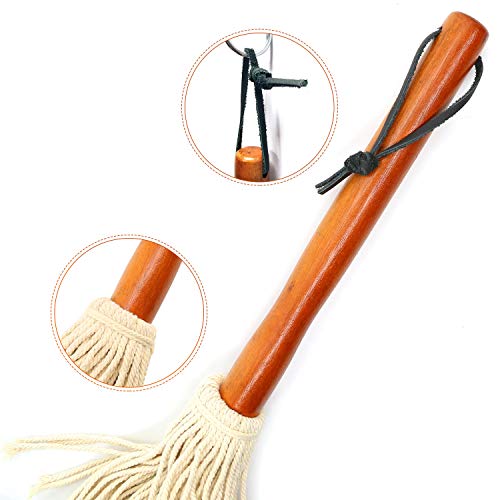 BBQ Sauce Basting Mops for Roasting or Grilling, Apply Marinade or Glazing, Cotton Fiber Head and Natural Hardwood Handle, Dish Mop Style, Perfect for Cooking or Cleaning -12 Inches（Pack of 3 ）