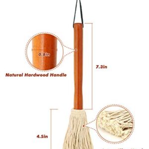 BBQ Sauce Basting Mops for Roasting or Grilling, Apply Marinade or Glazing, Cotton Fiber Head and Natural Hardwood Handle, Dish Mop Style, Perfect for Cooking or Cleaning -12 Inches（Pack of 3 ）