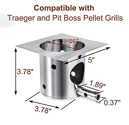 QuliMetal 304 Stainless Steel Fire Burn Pot Replacement Parts for Traeger and Pit Boss Pellet Grills, Durable Firepot with Ash Remover, Screws and Fuse