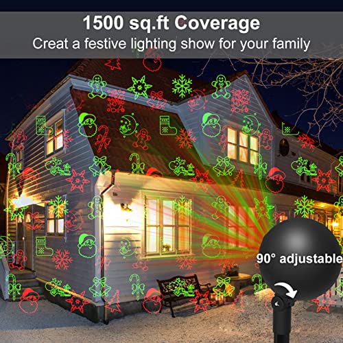 Christmas Lights Projector Laser Light Xmas Spotlight Projectors Waterproof Outdoor Landscape Spotlights for Holiday Halloween Yard Decorations