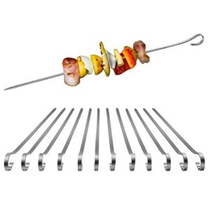 stainless steel kabob skewers 14″, luxiv 12 pcs metal bbq skewers grilling skewers sets reusable outdoor barbecue skewers for meat, vegetables