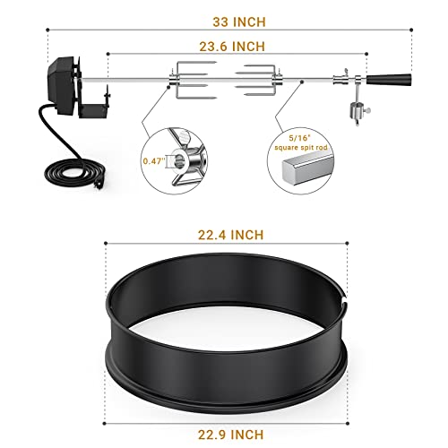 onlyfire Rotisserie Ring Kit for Weber 22-1/2-Inch Charcoal Kettle Grill and Other Similar Models