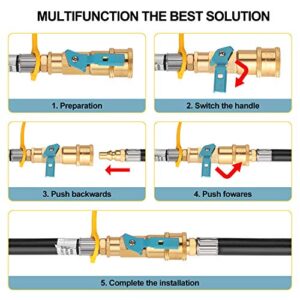 WADEO 12 Feet Low Pressure Propane Quick Connect Hose, RV Quick Connect Propane Hose Extension with 1/4 inch Safety Shutoff Valve & Male Full Flow Plug for RV