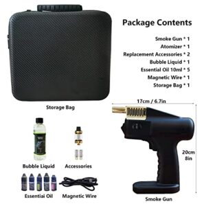 XUORUCYOS Cocktail Smoker Kit, Handheld Smoked Bubble Gun,Smoke Generator Tool, Herb Extract Essential Oil Smoker, USB Charging Bubble Gun for Cocktail Drink,Whiskeyï¼ŒMeat, Pizza and Food Cooking