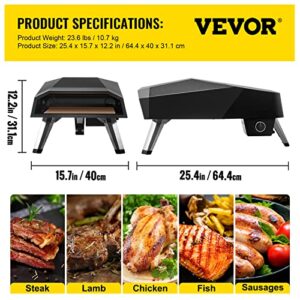 VEVOR Gas Pizza Oven, Stainless Steel Propane Pizza Oven, Gas Fire Pizza Oven with 12" Pizza Stone, Portable Gas Pizza Oven with Foldable Legs, Gas Powered Pizza Oven for Outdoor Camping-Global Patent