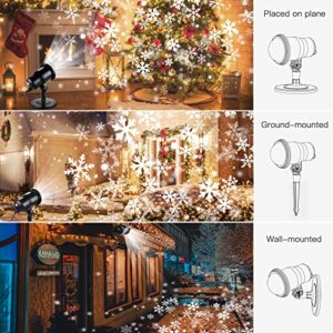 Christmas Projector Light Outdoor, Snowflake Projection Light with Remote Control, IP65 Waterproof LED Snowfall Christmas Decoration Show Lights for Xmas Indoor Home Holiday Party Wedding Garden Patio