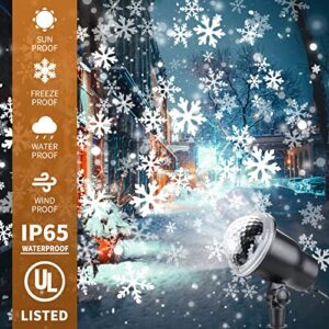 Christmas Projector Light Outdoor, Snowflake Projection Light with Remote Control, IP65 Waterproof LED Snowfall Christmas Decoration Show Lights for Xmas Indoor Home Holiday Party Wedding Garden Patio