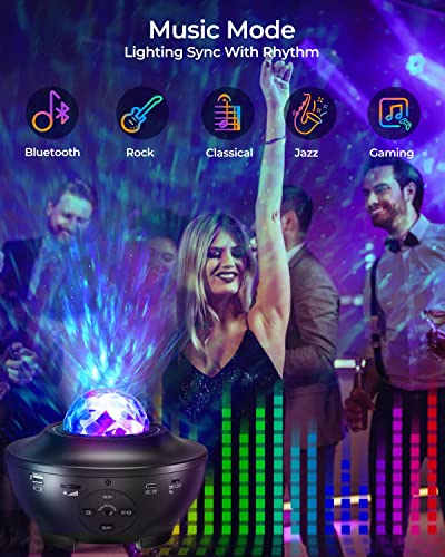 Galaxy Sky Star Projector LED Starry Night Light, Cool Planetarium Music Show Lamp with Bluetooth Speaker for Kids, Boys,Adults Bedroom Space and Home Ceiling Living Room Décor, Party