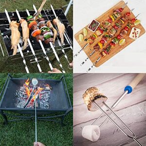 Marshmallow Roasting Sticks 4Pcs Extendable 32inch Long Metal Barbecue Skewers For Grilling Set,Telescoping Smores BBQ Forks, Fire Pit Sticks for Hot Dogs,Camping,Bonfire