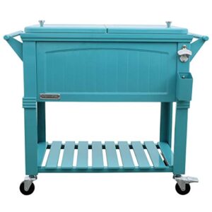 permasteel ps-203f1-teal-am 80 quart portable rolling patio cooler, teal