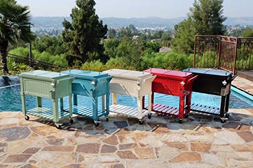 Permasteel PS-203F1-TEAL-AM 80 Quart Portable Rolling Patio Cooler, Teal