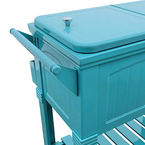 Permasteel PS-203F1-TEAL-AM 80 Quart Portable Rolling Patio Cooler, Teal