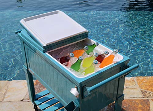 Permasteel PS-203F1-TEAL-AM 80 Quart Portable Rolling Patio Cooler, Teal