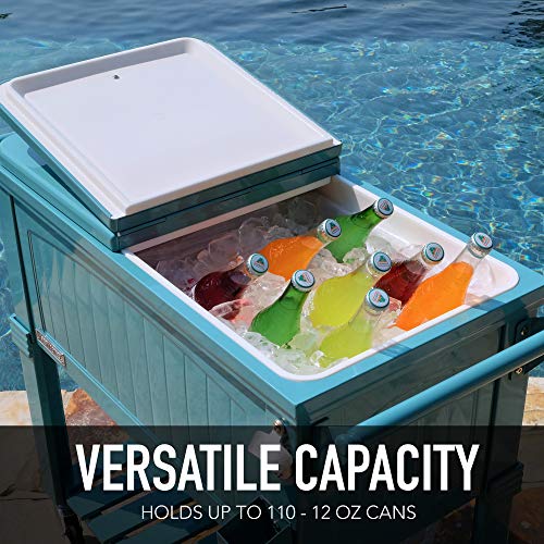 Permasteel PS-203F1-TEAL-AM 80 Quart Portable Rolling Patio Cooler, Teal