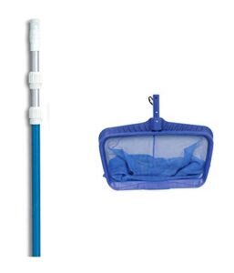 hydrotools 8040 swimming pool deep bag leaf rake net w/ 5-15′ telescopic pole