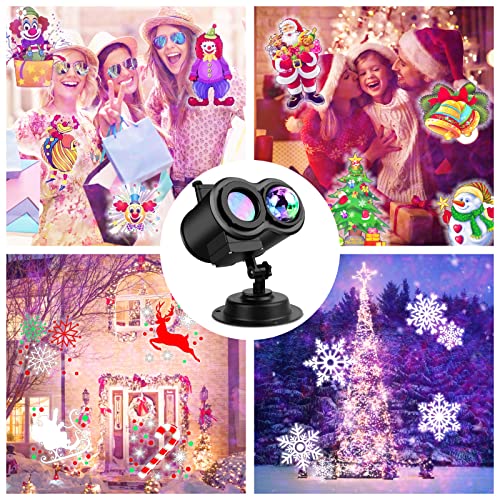 Samyoung Halloween Christmas Projector Lights Outdoor, 2-in-1 LED Christmas Snowflake Projectors with Remote Control Timer, Moving Patterns & Ocean Wave Waterproof for Xmas Halloween Holiday Party