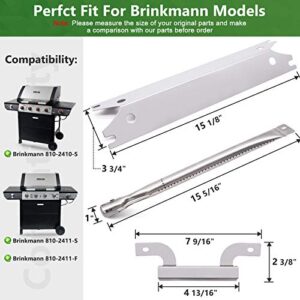 Grill Replacement Parts Compatible for Brinkmann 810-2410-S 810-2411-S 810-2411-F Model, 4-Pack Heat Plates Flame Tamer Crossover Burners Tubes Parts for Brinkmann 810-2411-S Gas Grill