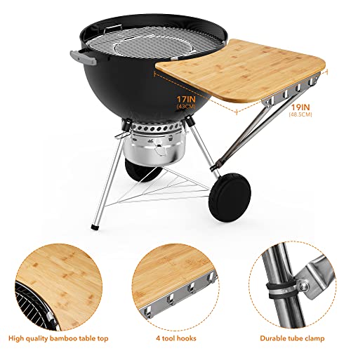 Stanbroil Detachable Bamboo Grill Table Shelf, Upgraded Two-Leg Front Shelf for 22 Inches Weber Original Kettle Charcoal Grills, and Other Similar Size Charcoal Kettle Grills