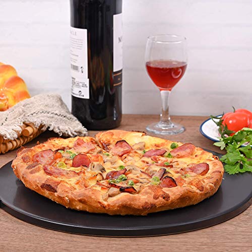 Menesia 12 Inch Black Non-stick Ceramic Pizza Stone Pan, Baking Stones for Ovens & Grill & BBQ, Round Oven Cooking Stone