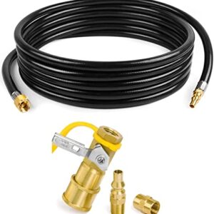 GASPRO 18 Feet RV Quick Connect Propane Hose, and 1/4 Inch RV Propane Quick Connect Fittings, Connect Tabletop Gas Grill, Fire Pit and Gas Stoves to RV Propane Supply