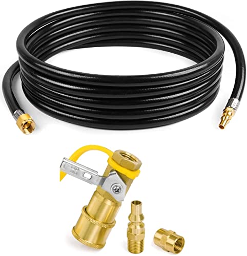 GASPRO 18 Feet RV Quick Connect Propane Hose, and 1/4 Inch RV Propane Quick Connect Fittings, Connect Tabletop Gas Grill, Fire Pit and Gas Stoves to RV Propane Supply