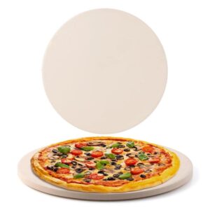 nuwave heavy-duty cordierite pizza & baking stone, heat resistant up to 1472°f, great for indoor electric ovens, outdoor gas, wood fire grills, bbq grilling, & nuwave bravo xl, fits most frozen pizzas