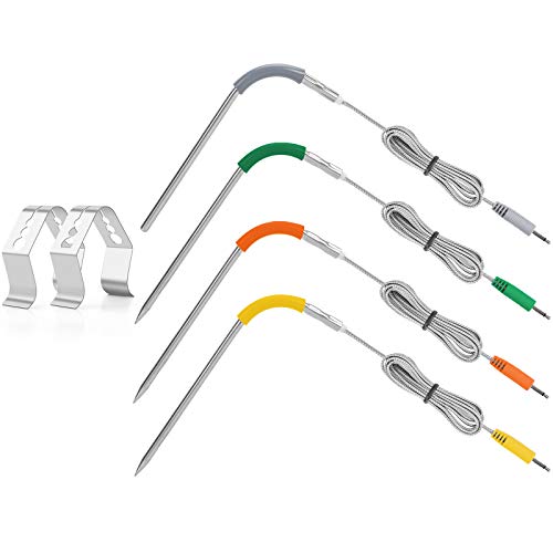 4-Pack Upgraded Replacement Probe Kit for Weber Igrill, Ultra Accurate & Fast up to 716°F /380°C，Meat Grill Probe Ambient Probe Compatible with Igrill Mini,Igrill 2,Igrill 3 with Probe Clip Holder